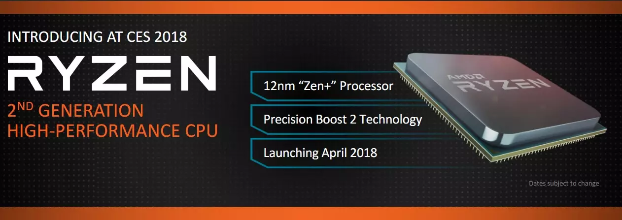 Ryzen 2-га пакалення AMD выйдзе ў красавіку, настольныя працэсары Ryzen паступяць 12 лютага