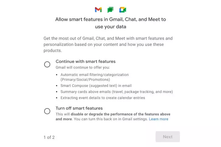 Google wird Ihnen bald ermöglichen, sich von den datensammelnden „intelligenten Funktionen“ von Google Mail abzumelden. 23307_1