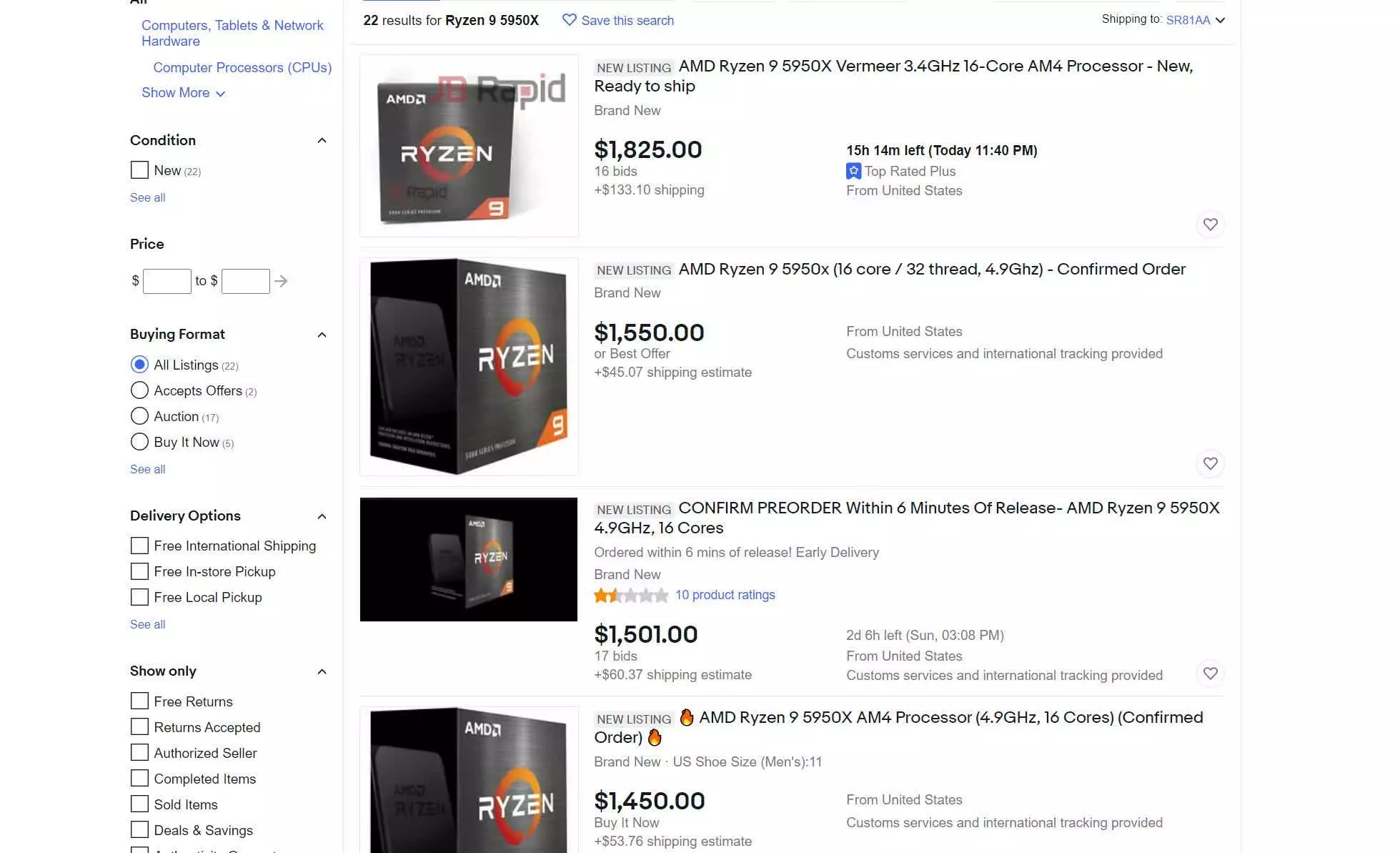 I-Ryzen 5000 CPUs zithengiswa ngemizuzu, zivela kwi-eBay ngamaxabiso anyusiweyo 23756_2