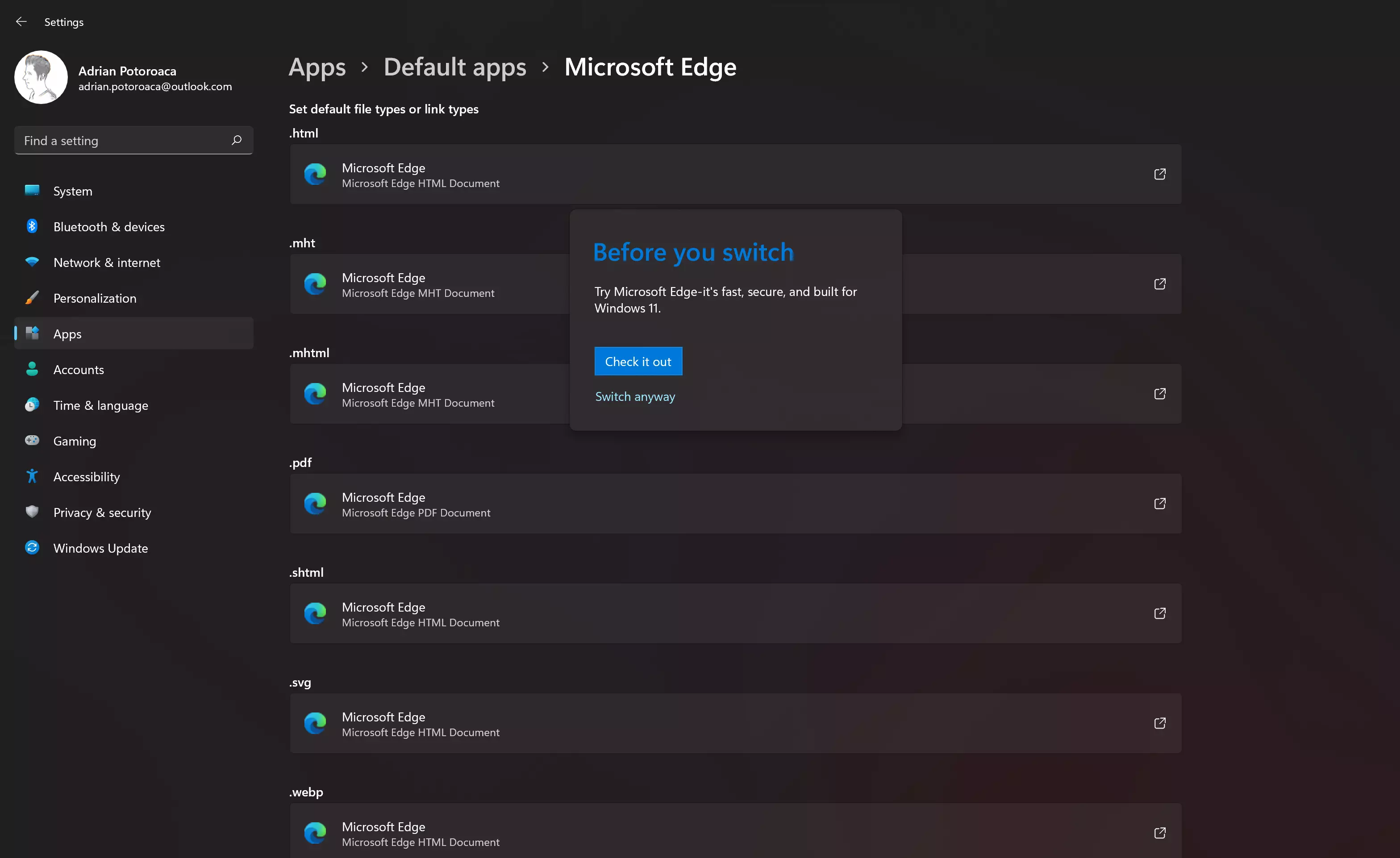 Windows 11 o le a faigata ai ona sui mai Microsoft Edge i se isi suʻesuʻega 2737_1