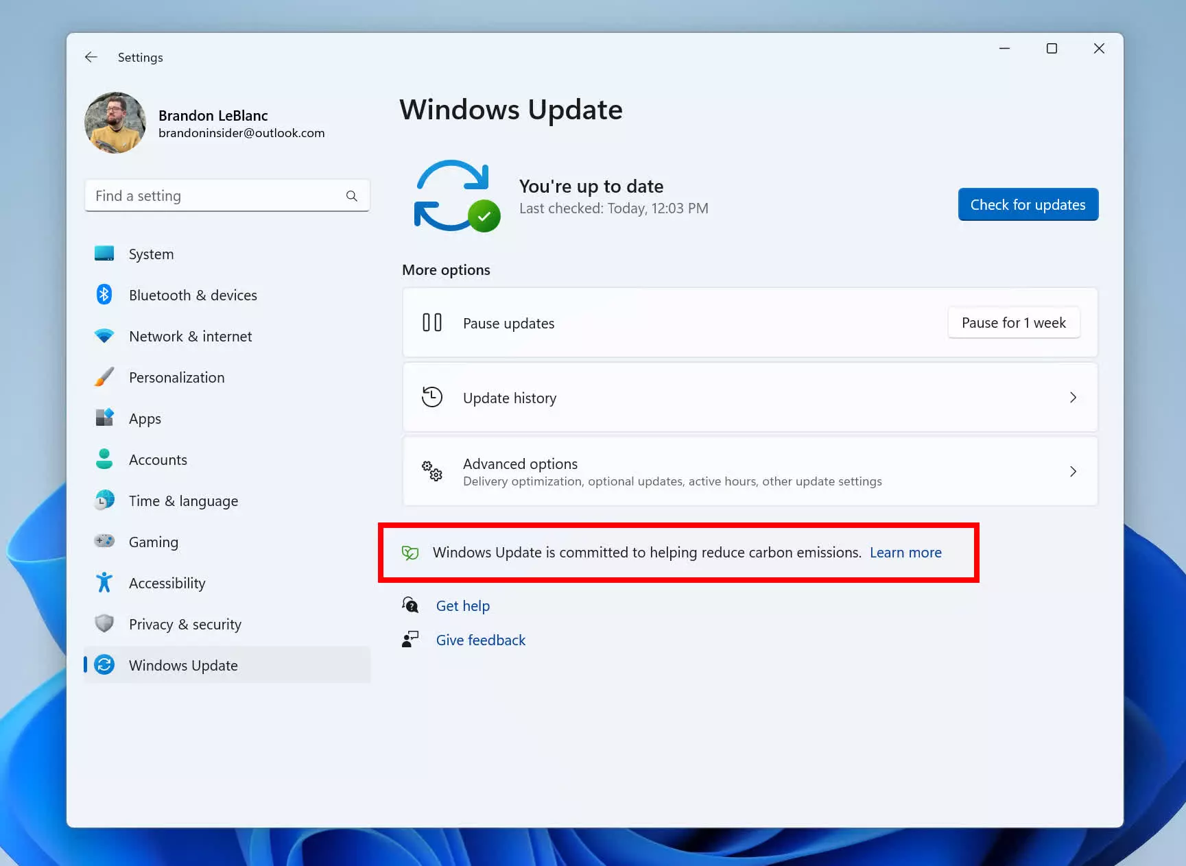 La última vista previa de Windows 11 Insider intenta reducir las emisiones de carbono 274_1