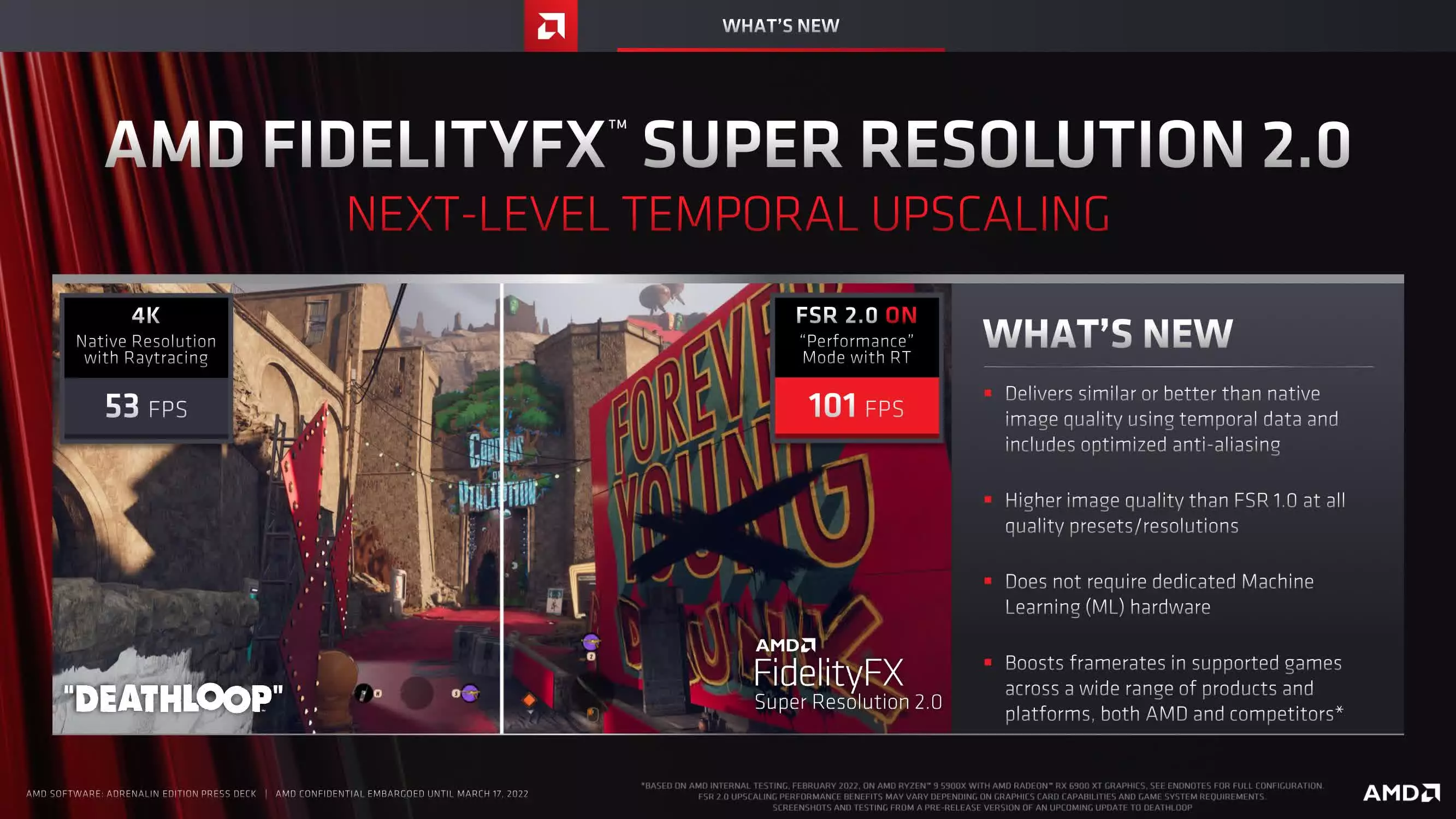 AMD mete ajou Radeon GPU yo nan FidelityFX Super Resolution 2.0 byento, Radeon Super Resolution disponib jodi a.