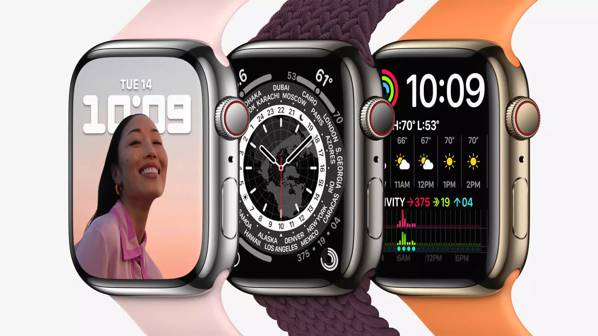 Apple Watch Series 7 သည် ပိုကြီးသည်၊ အကွေ့အကောက်ပို၍ စမတ်ကျသည်။