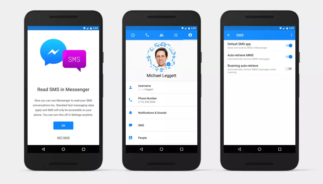 Facebook Messenger қайтадан кірістірілген SMS қолдауына ие болады 43908_2